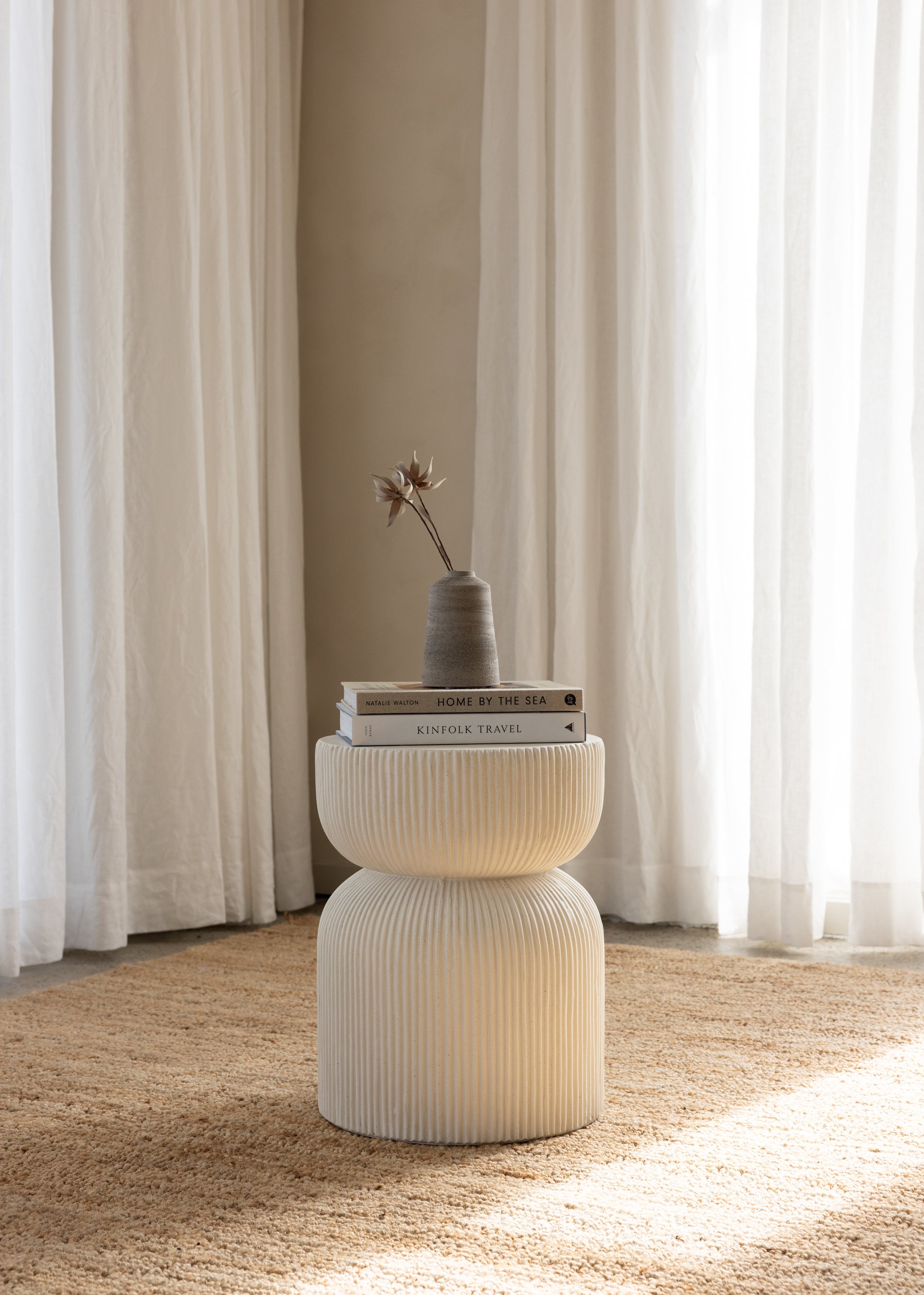 Fred Fluted Stone Stool / Bone – EDITION